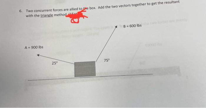 Solved 6. Two concurrent forces are allied to the box. Add | Chegg.com