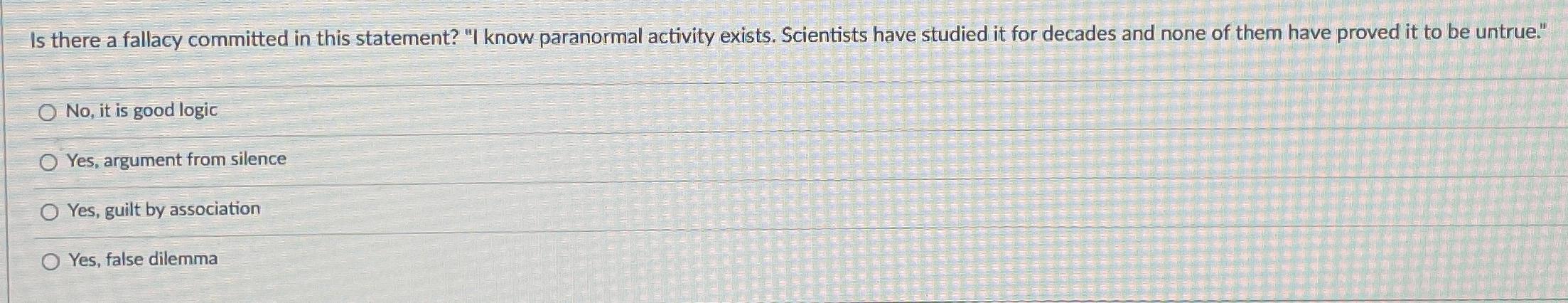 Solved Is there a fallacy committed in this statement? "I | Chegg.com