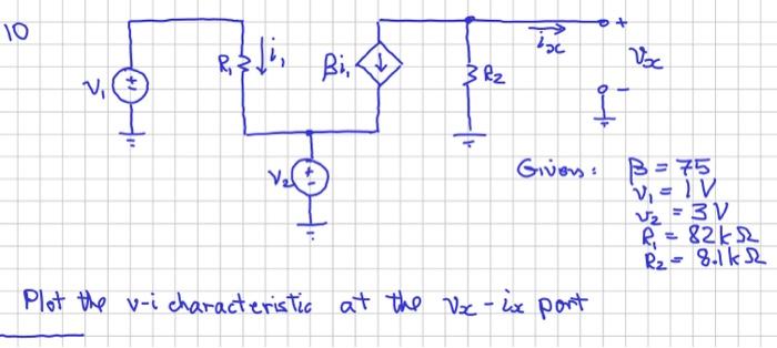 Solved Plot the v-icharacteristic at the vx−ix pont R2=8.1kΩ | Chegg.com