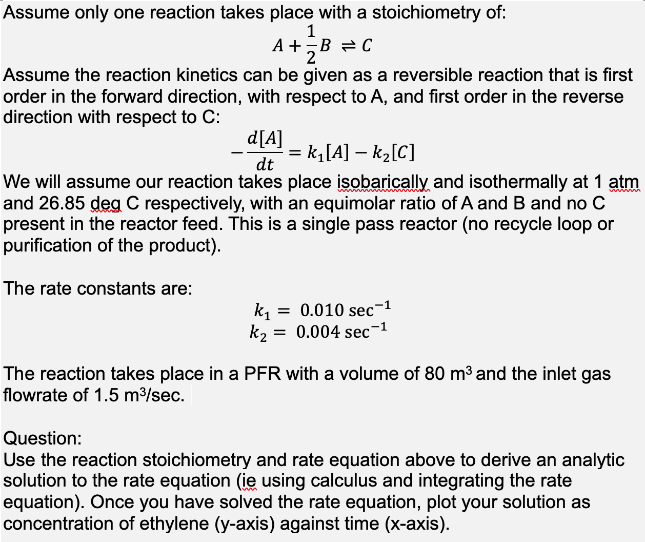 Solved Assume only one reaction takes place with a | Chegg.com
