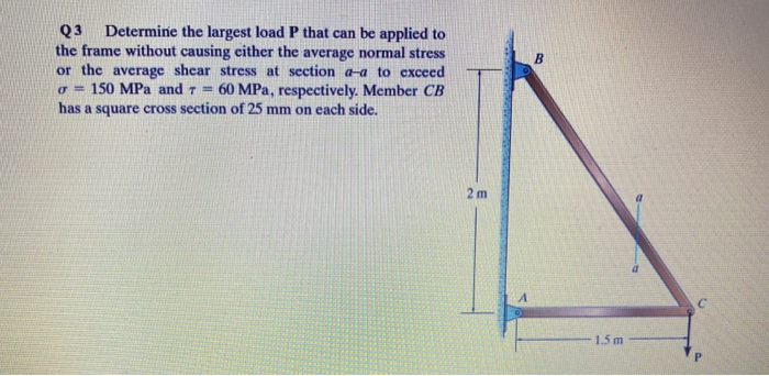 Solved B Q3 Determine the largest load P that can be applied | Chegg.com