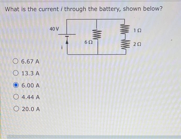 Solved What is the current i through the battery, shown | Chegg.com