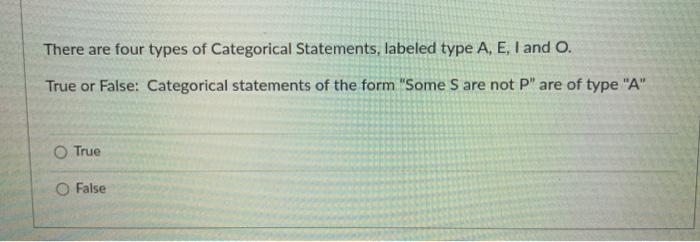 Solved There are four types of Categorical Statements, | Chegg.com
