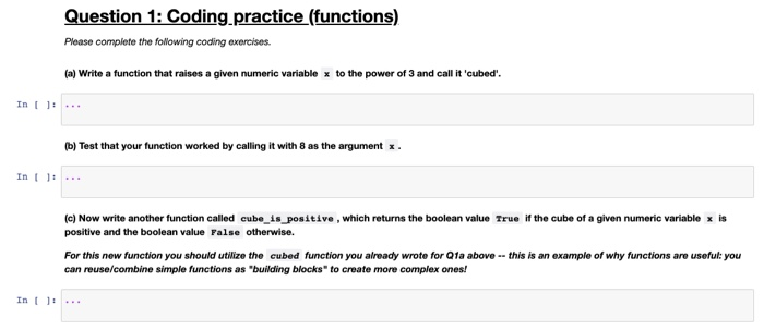Solved Question 1: Coding practice (functions) Please | Chegg.com