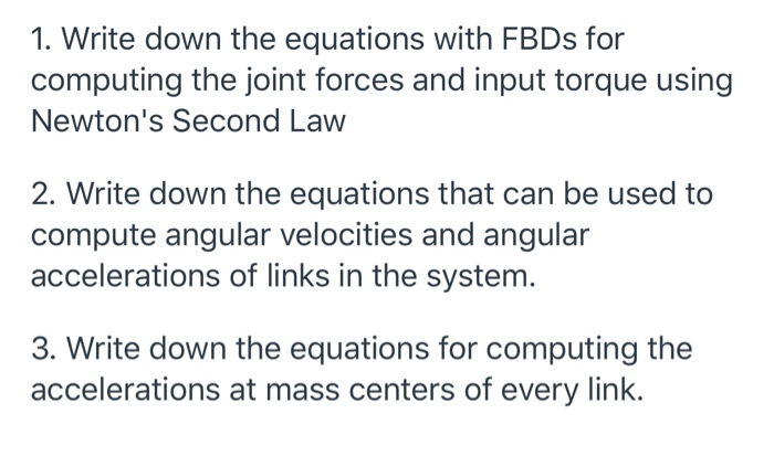 Linkage Info 4 Weight Position 1: 1. Write down the | Chegg.com