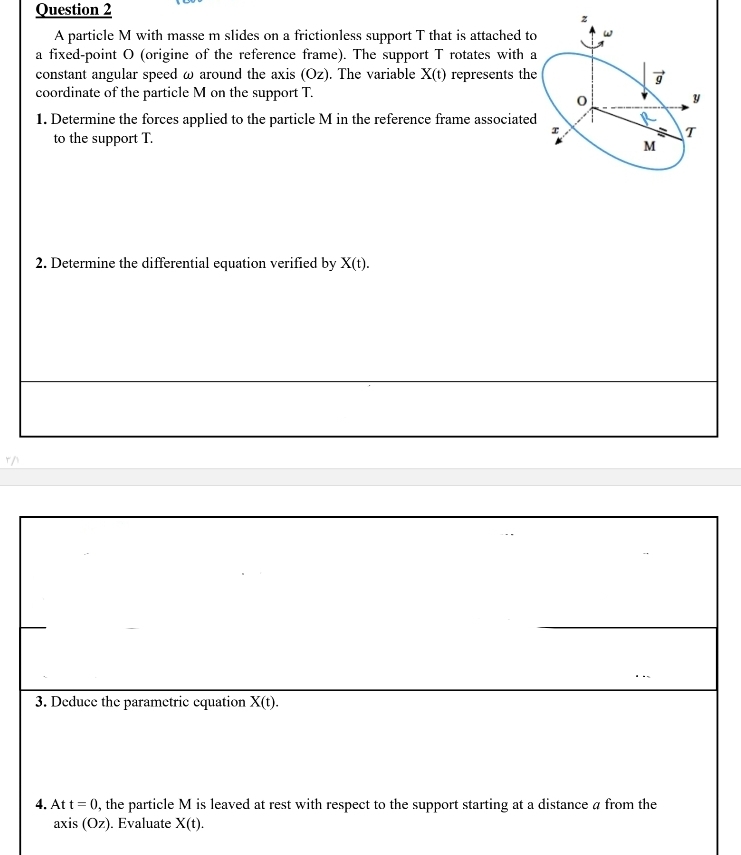 Solved Question 2A particle M ﻿with masse m ﻿slides on a | Chegg.com