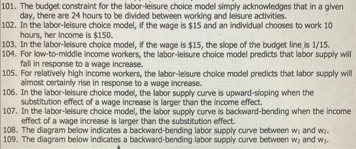 101. The budget constraint for the labor-leisure | Chegg.com