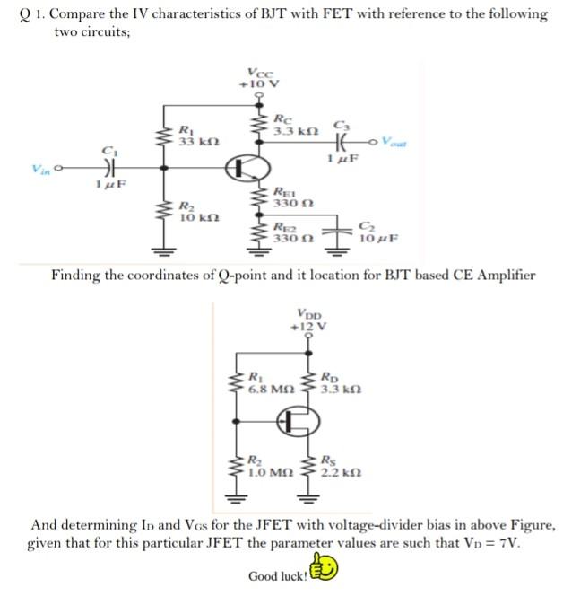 Solved Q 1. Compare the IV characteristics of BJT with FET | Chegg.com