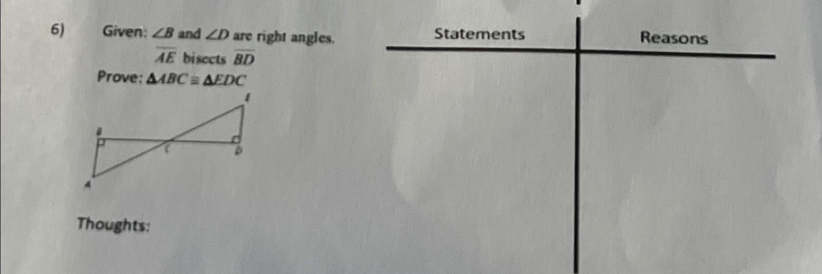 Solved Given: ??B ﻿and ??D ﻿are right angles. ?bar (AE) | Chegg.com