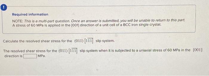 Required information NOTE: This is a multi-part | Chegg.com