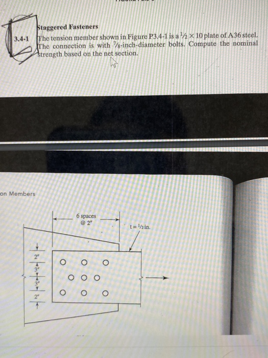 Solved 3.4.1 Staggered Fasteners The tension member shown in | Chegg.com