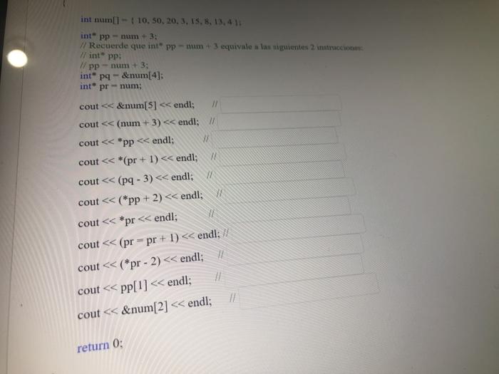 Solved int num[1 - 1 10. 50, 20, 3, 15, 8.13.41 int" pp - | Chegg.com