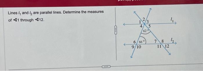 Solved Lines I1 and I2 are parallel lines. Determine the | Chegg.com
