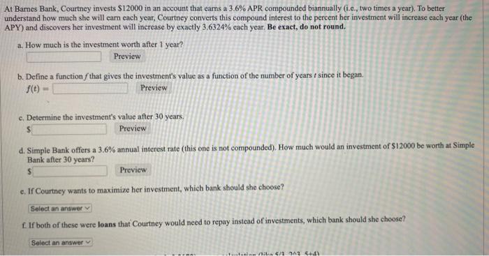 Solved At Bames Bank, Courtney invests $12000 in an account | Chegg.com