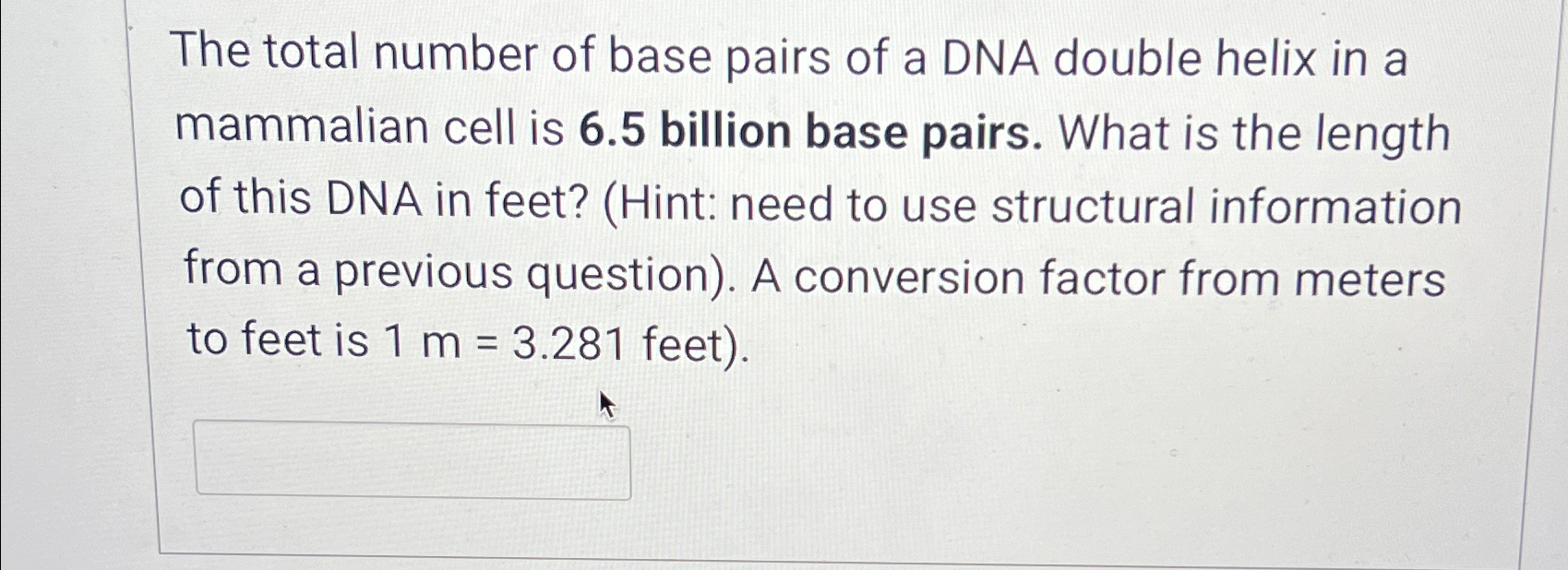 Solved The total number of base pairs of a DNA double helix | Chegg.com