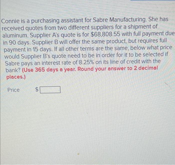 Solved Connie is a purchasing assistant for Sabre | Chegg.com