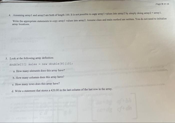 Solved Page 8 Of 11 4 Assuming Array And Array Are Both Of 