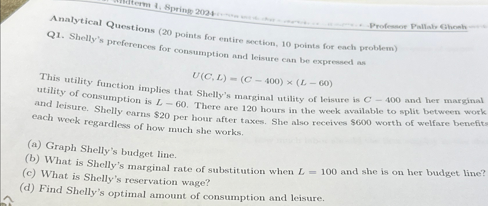 Solved Analytical Questions ( 20 ﻿points for entire section, | Chegg.com