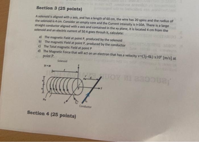 Section 3 (25 points) A solenoid is aligned with y | Chegg.com