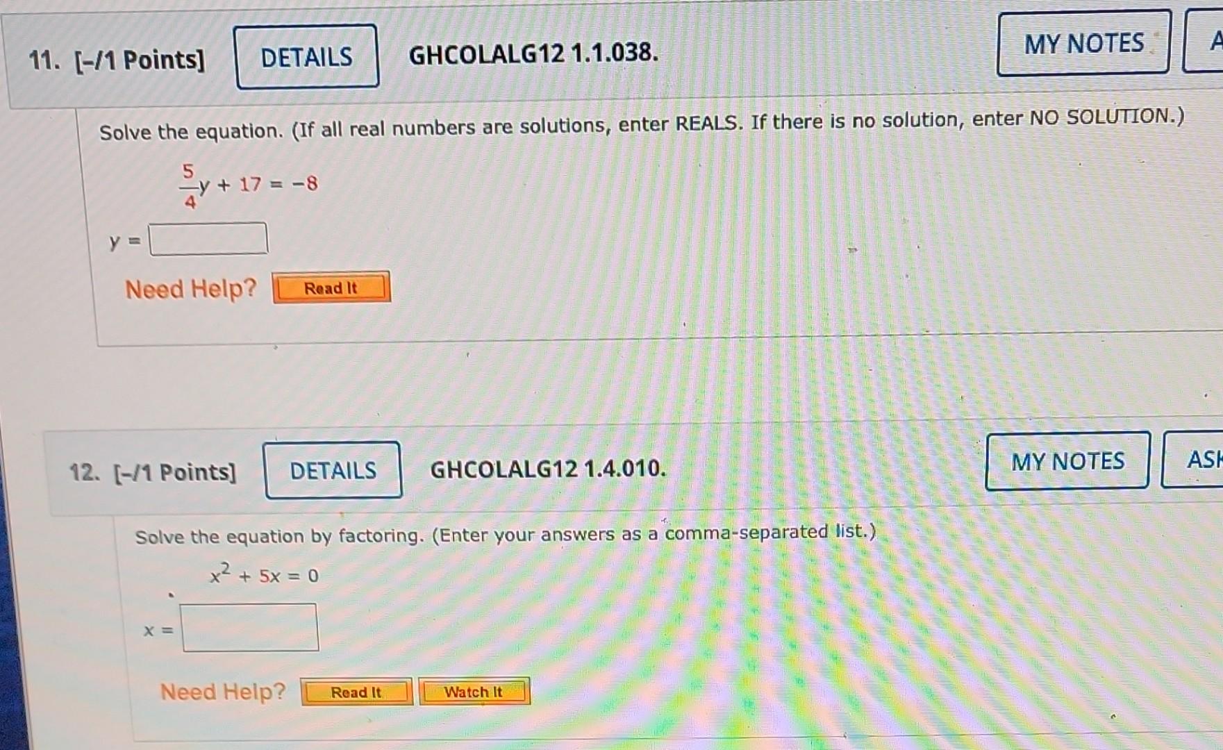 Solved x−93=8x 4. [-11 Points] GHCOLALG12 1.1.014. The | Chegg.com