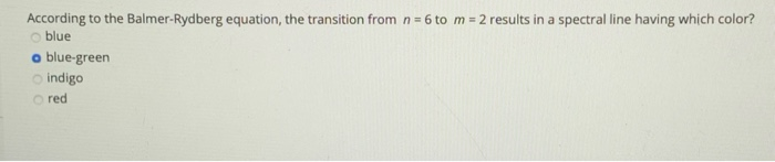 Solved According to the Balmer-Rydberg equation, the | Chegg.com