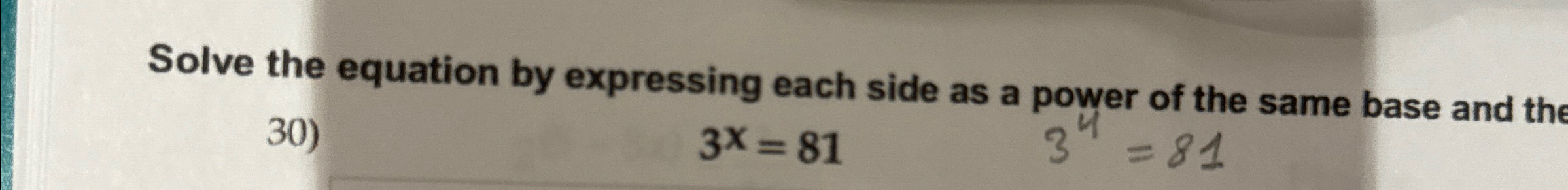 Solved Solve the equation by expressing each side as a power | Chegg.com