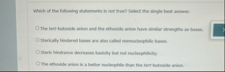 Solved Which of the following statements is not true? Select | Chegg.com