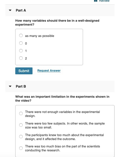 Solved Review Part A How many variables should there be in a | Chegg.com