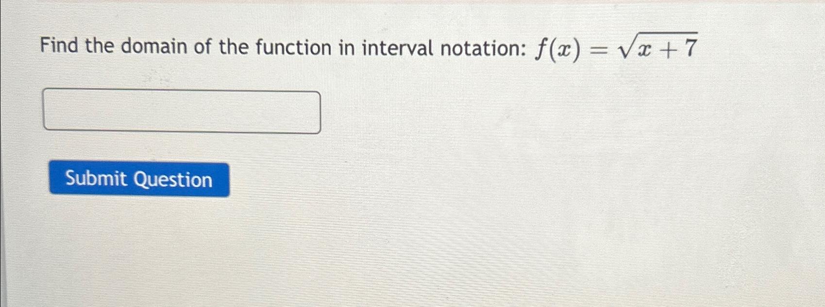 Solved Find the domain of the function in interval notation: | Chegg.com