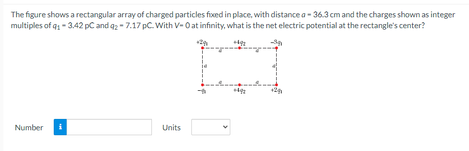 Solved The figure shows a rectangular array of charged | Chegg.com