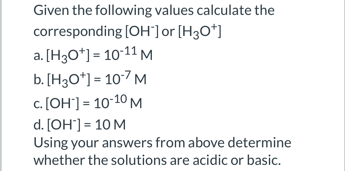 Solved Given the following values calculate the | Chegg.com
