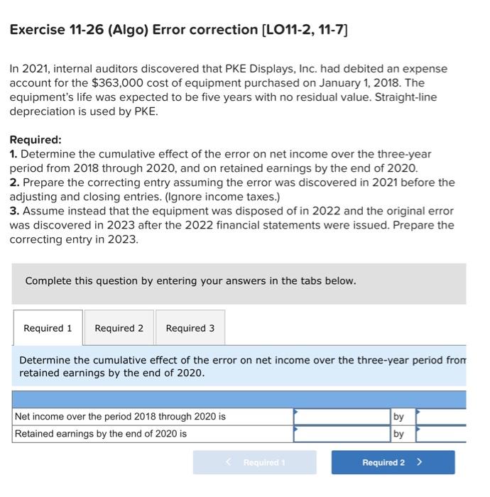 Solved Exercise 11-26 (Algo) Error correction (LO11-2, 11-7] | Chegg.com