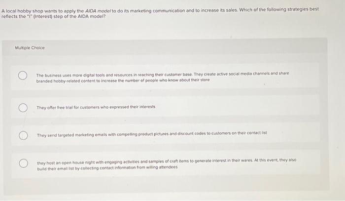 Solved local hobby shop wants to apply the ADDA model to do | Chegg.com