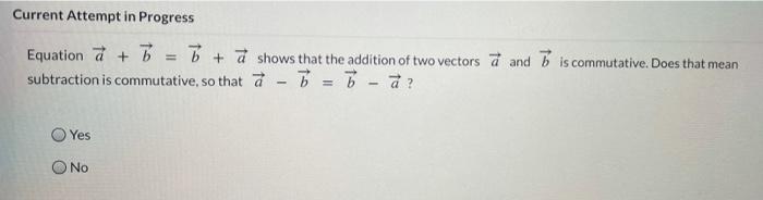 Solved Current Attempt in Progress Equation a + 7 = 7 + ū | Chegg.com
