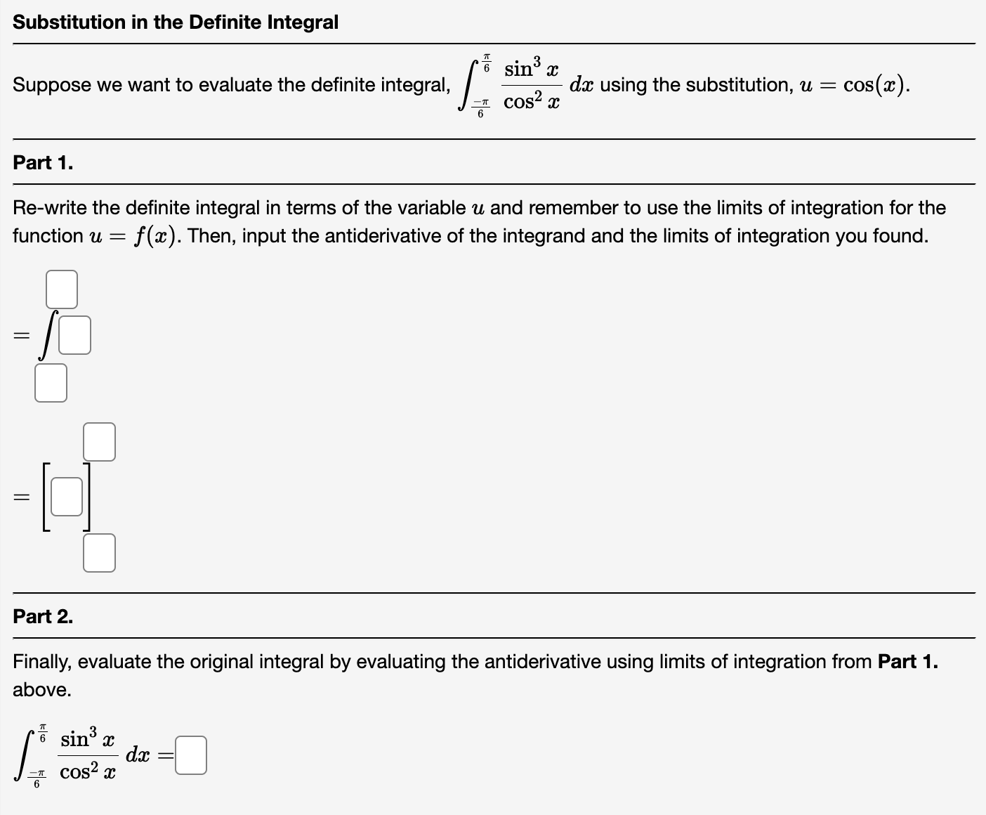Solved Substitution in the Definite IntegralSuppose we want | Chegg.com