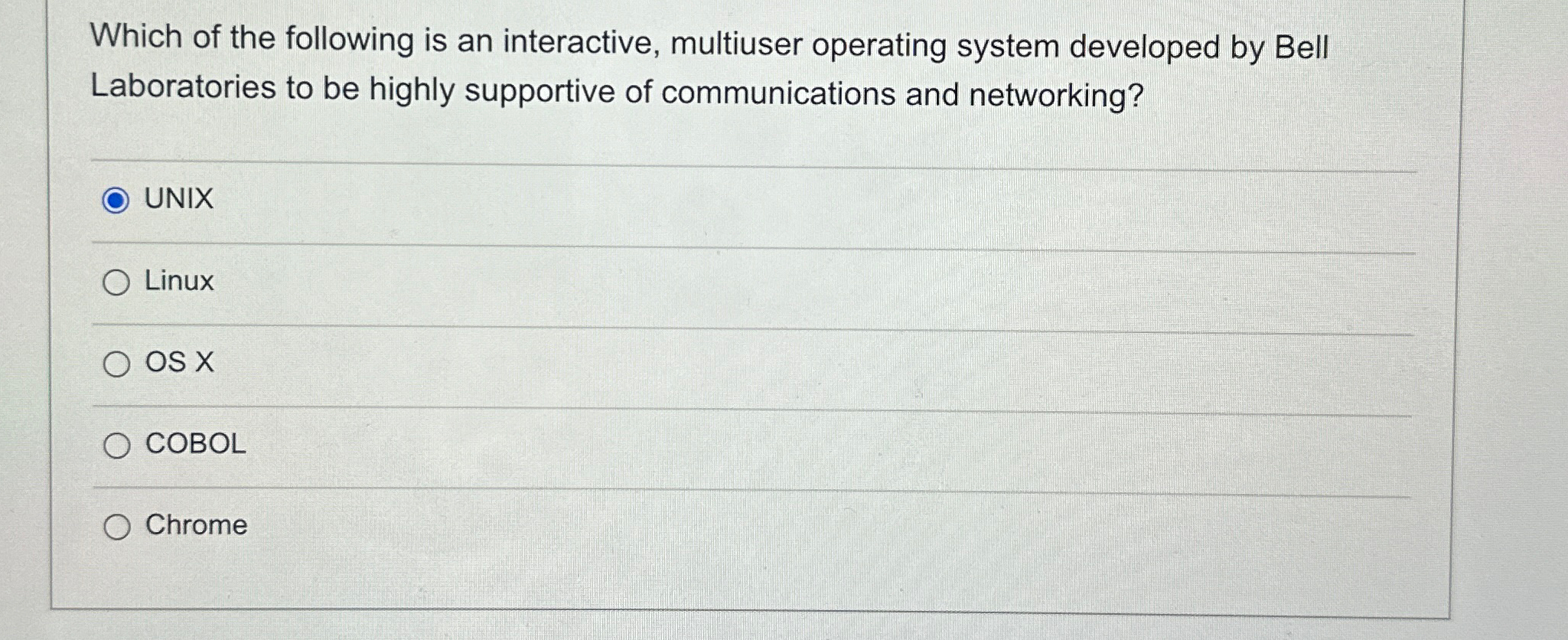Solved Which of the following is an interactive, multiuser | Chegg.com