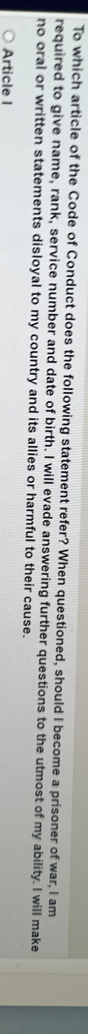 Solved To which article of the Code of Conduct does the | Chegg.com