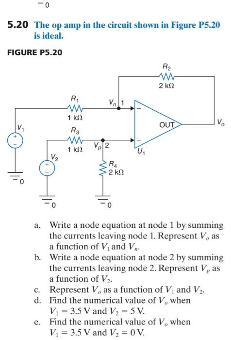 Solved 5.20 The op amp in the circuit shown in Figure P5.20 | Chegg.com