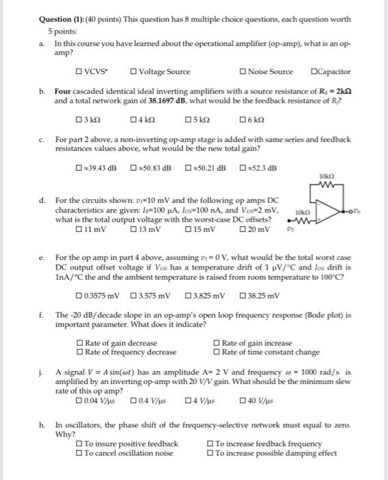 Solved Question (1): (40 points) This question has 8 | Chegg.com