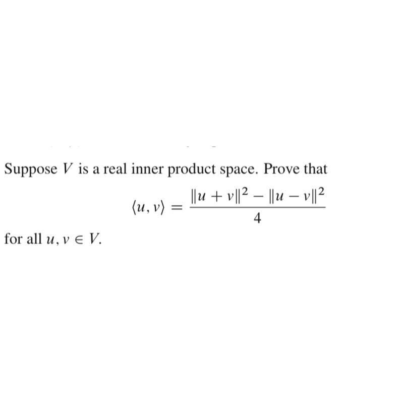 Solved Suppose V ﻿is a real inner product space. Prove | Chegg.com