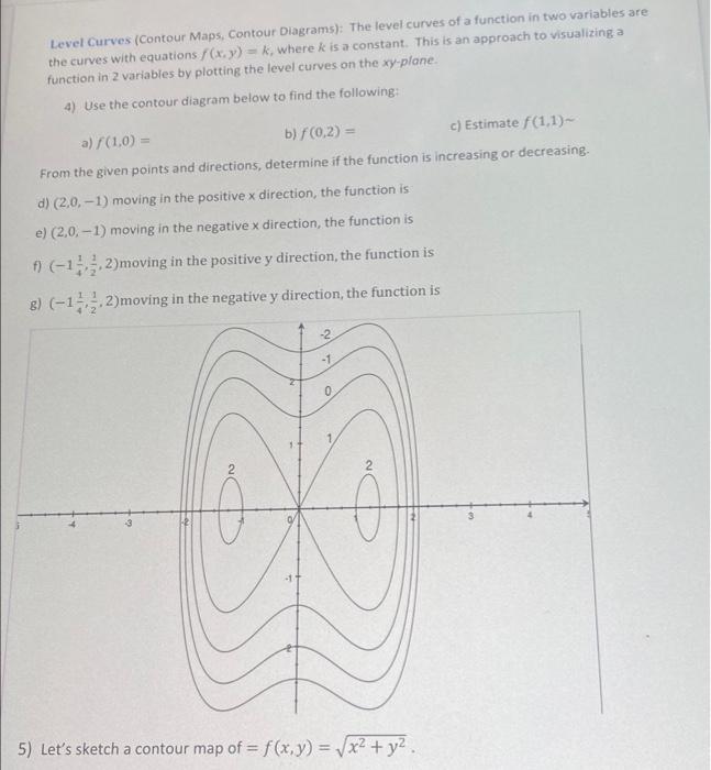 Solved Level Curves (Contour Maps, Contour Diagrams): The | Chegg.com
