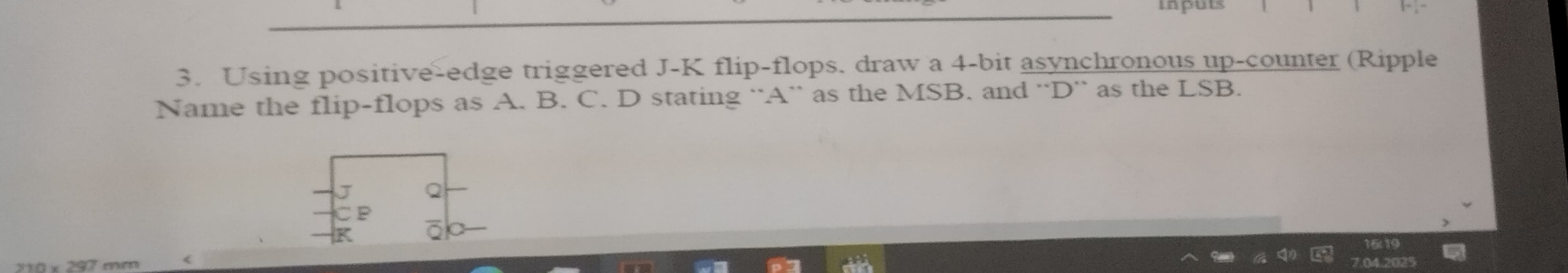 Solved Using positive-edge triggered J-K flip-flops. draw a | Chegg.com