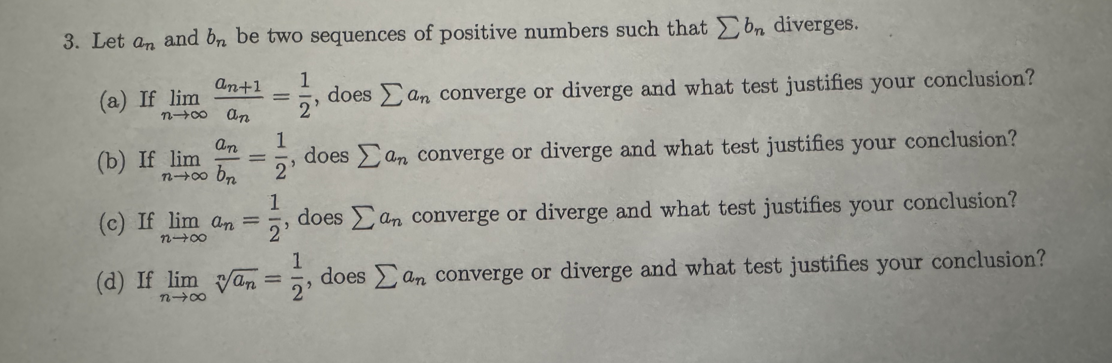 Solved Let an ﻿and bn ﻿be two sequences of positive numbers | Chegg.com