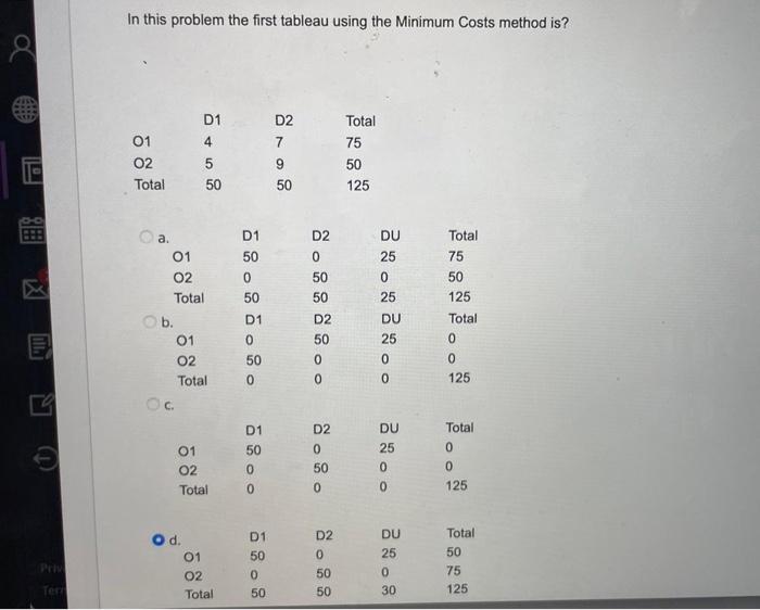 Solved In this problem the first tableau using the Minimum | Chegg.com