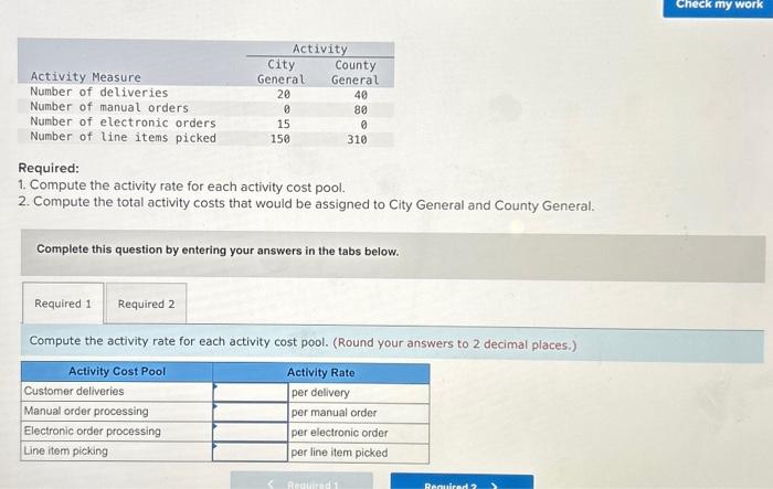 Solved Required: 1. Compute the activity rate for each | Chegg.com