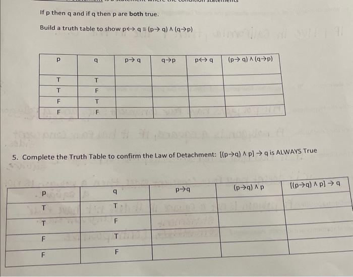 Solved If p then q and if q then p are both true. Build a | Chegg.com