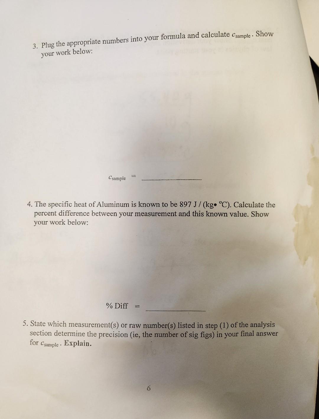 Solved Analysis: 1. For clarity, copy all the raw data you | Chegg.com