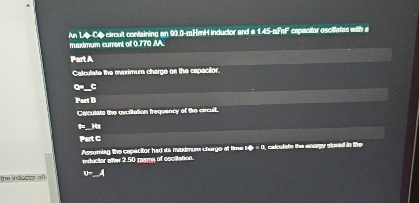 Solved maximum current of 0.770AAPart ACalculate the maximum | Chegg.com