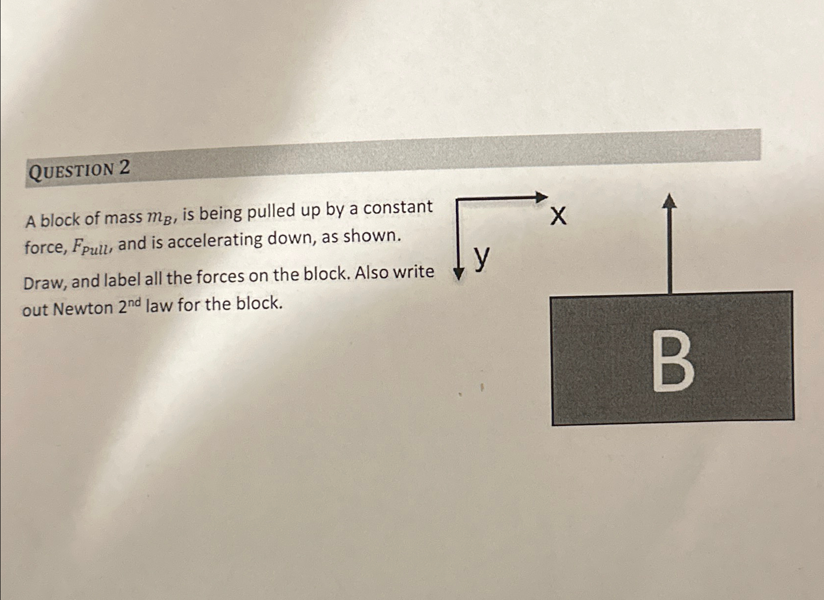 Solved QUESTION 2A block of mass mB, ﻿is being pulled up by | Chegg.com