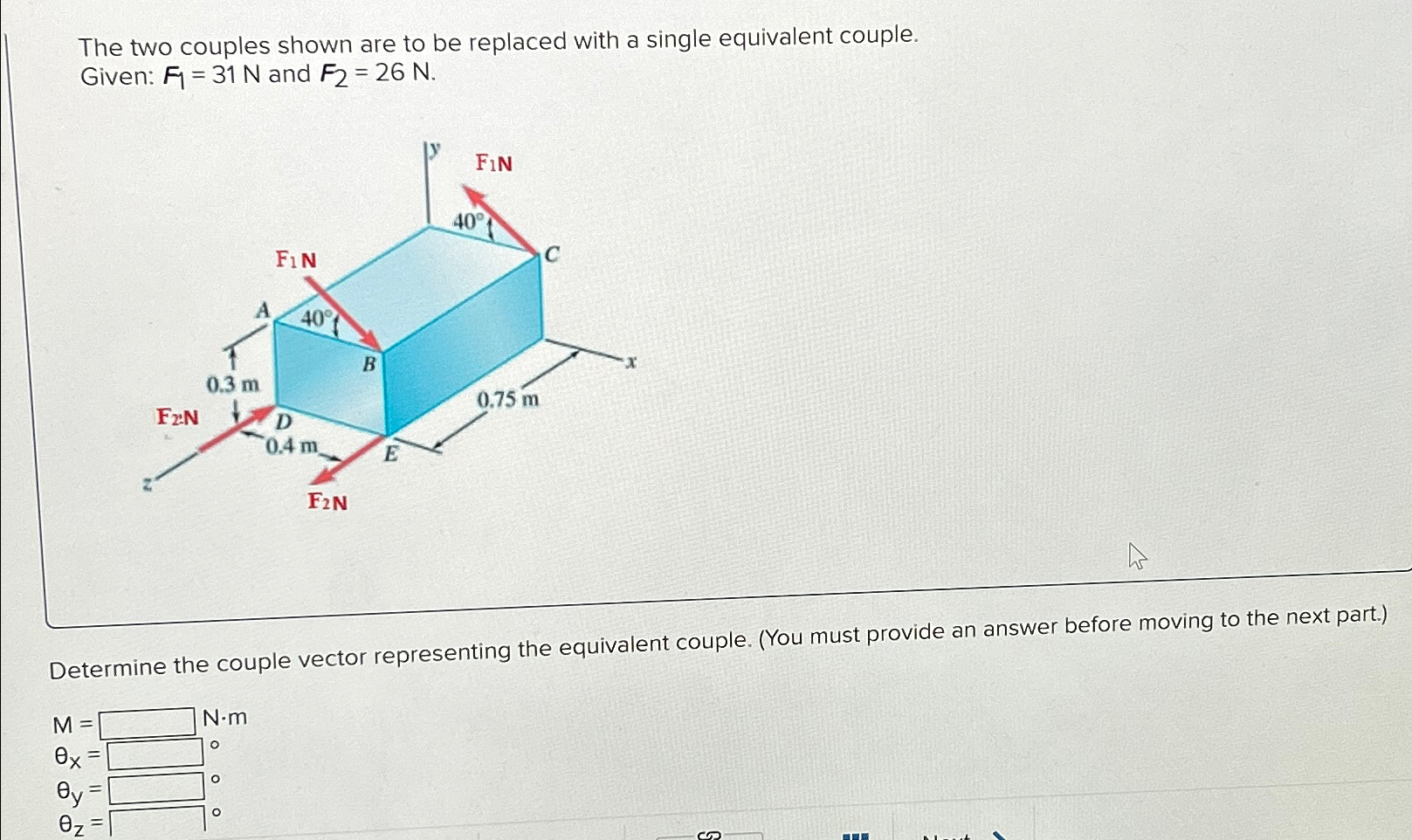 Solved The two couples shown are to be replaced with a | Chegg.com